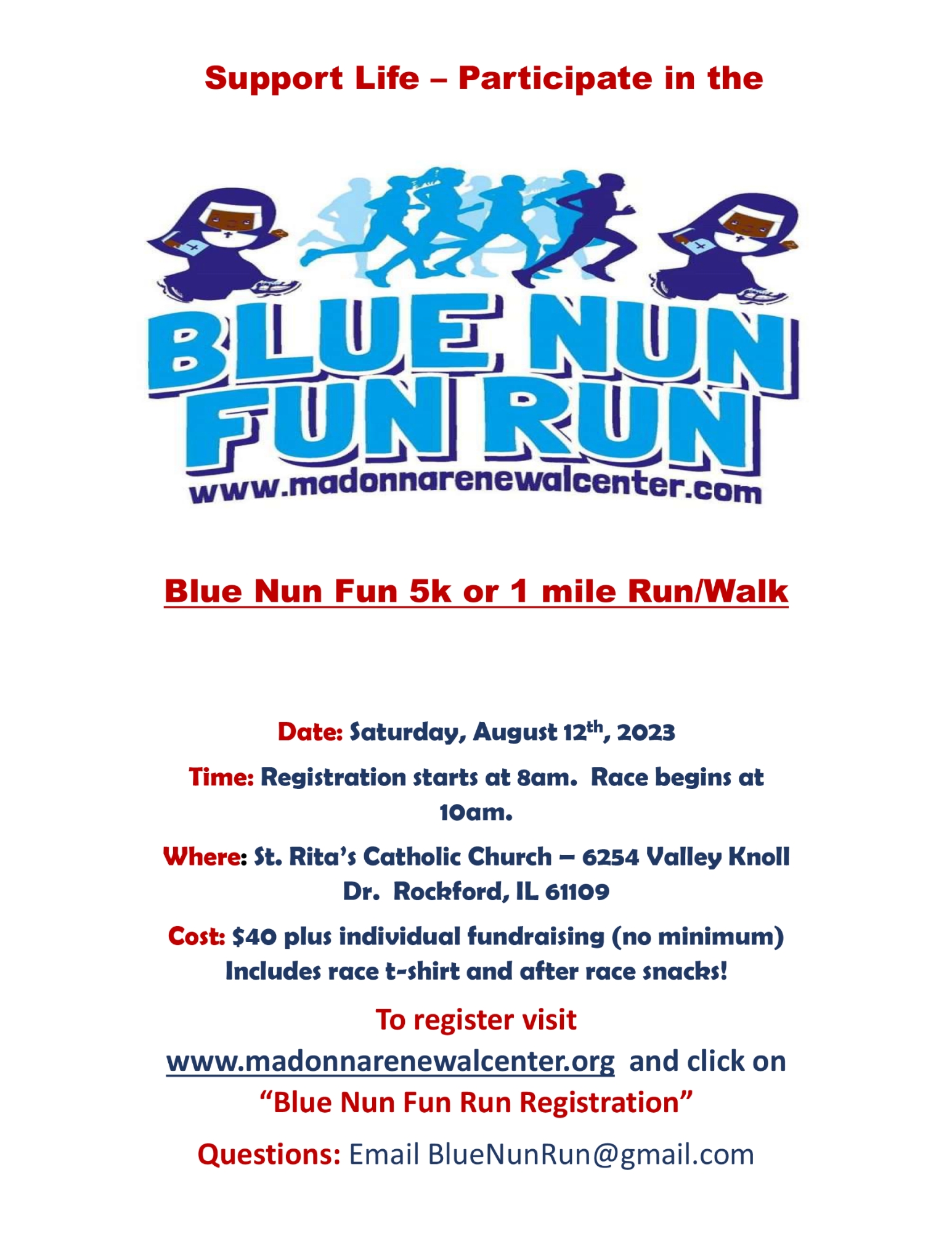 2023 Blue Nun Fun Run – Madonna Renewal Center